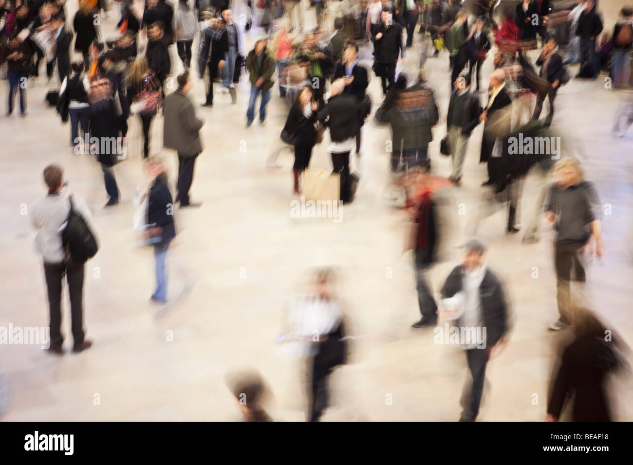 Pedestrians walking in a public square, Manhattan, New York City, NY ...