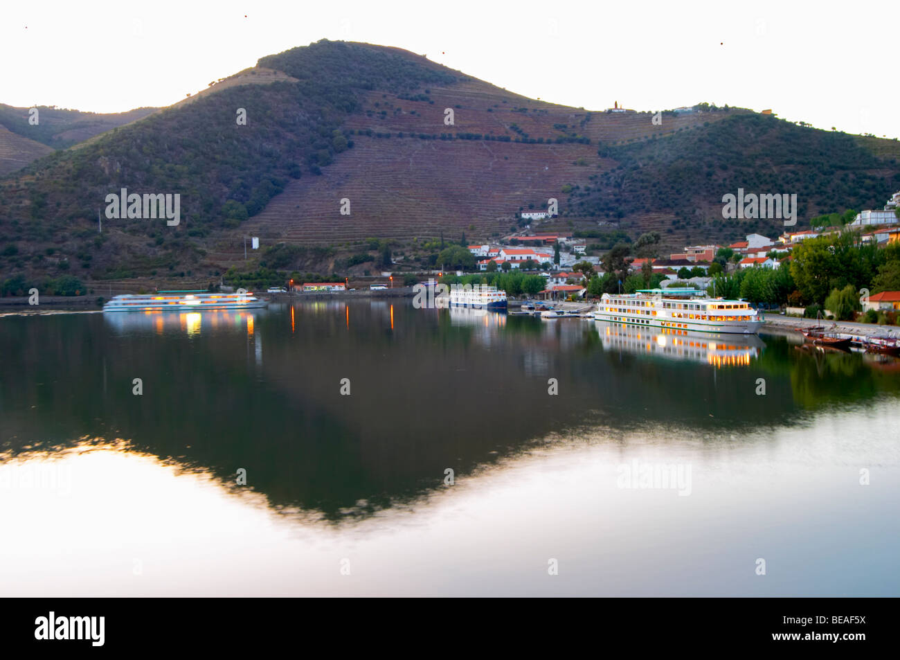 douro river and steep vineyards, pinhao town douro portugal Stock Photo ...