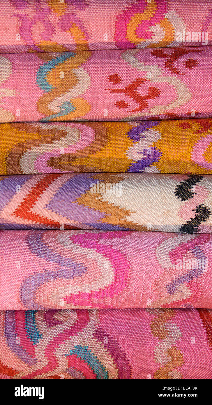 Tapestry woven silk luntaya. Burmese skirt cloth. Burma Stock Photo - Alamy