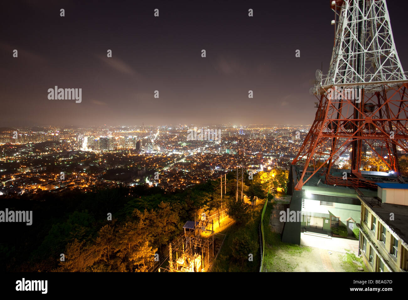 View from Mt Namsan Seoul, Korea at night - For Editorial Use Only ...