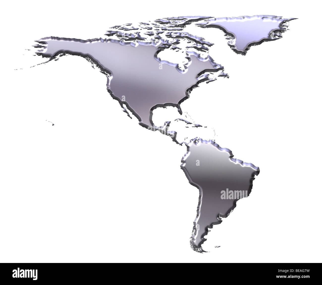 America 3d silver map Stock Photo - Alamy
