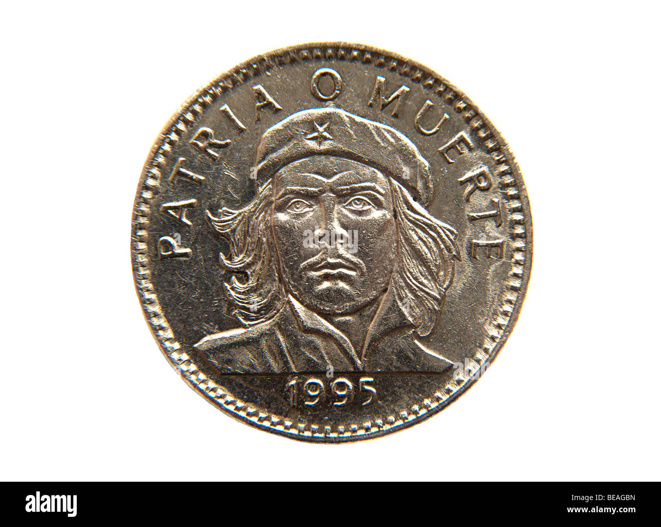 PATRIA O MUERTE. HOMELAND or DEATH. Che Guevarra on Cuban coin. Cutaway ...