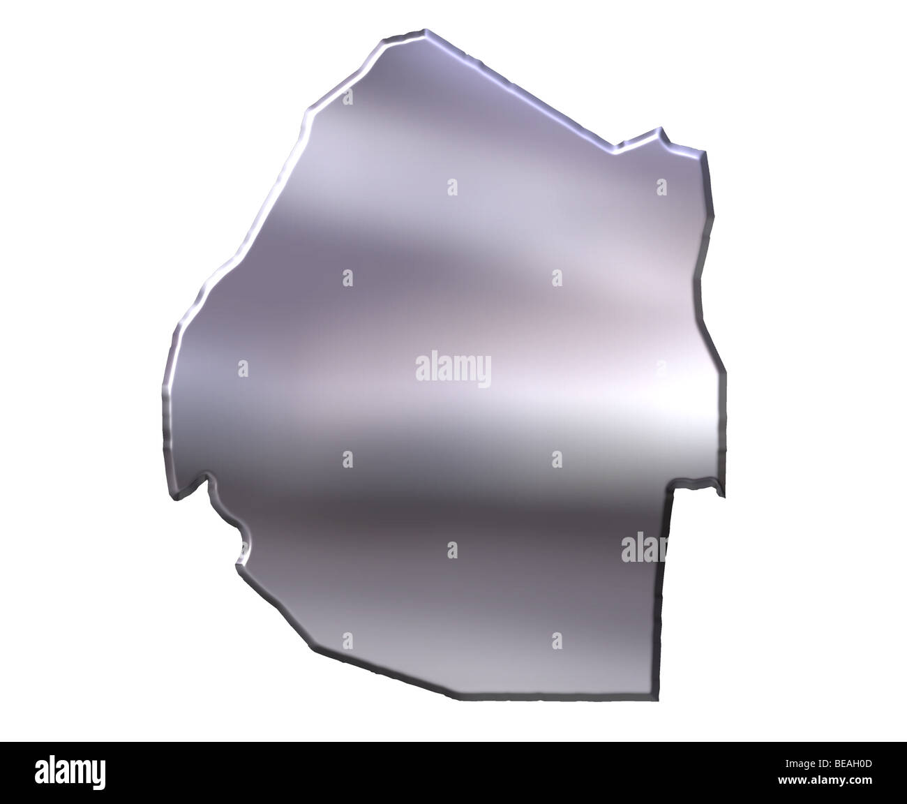 Swaziland 3d silver map Stock Photo - Alamy