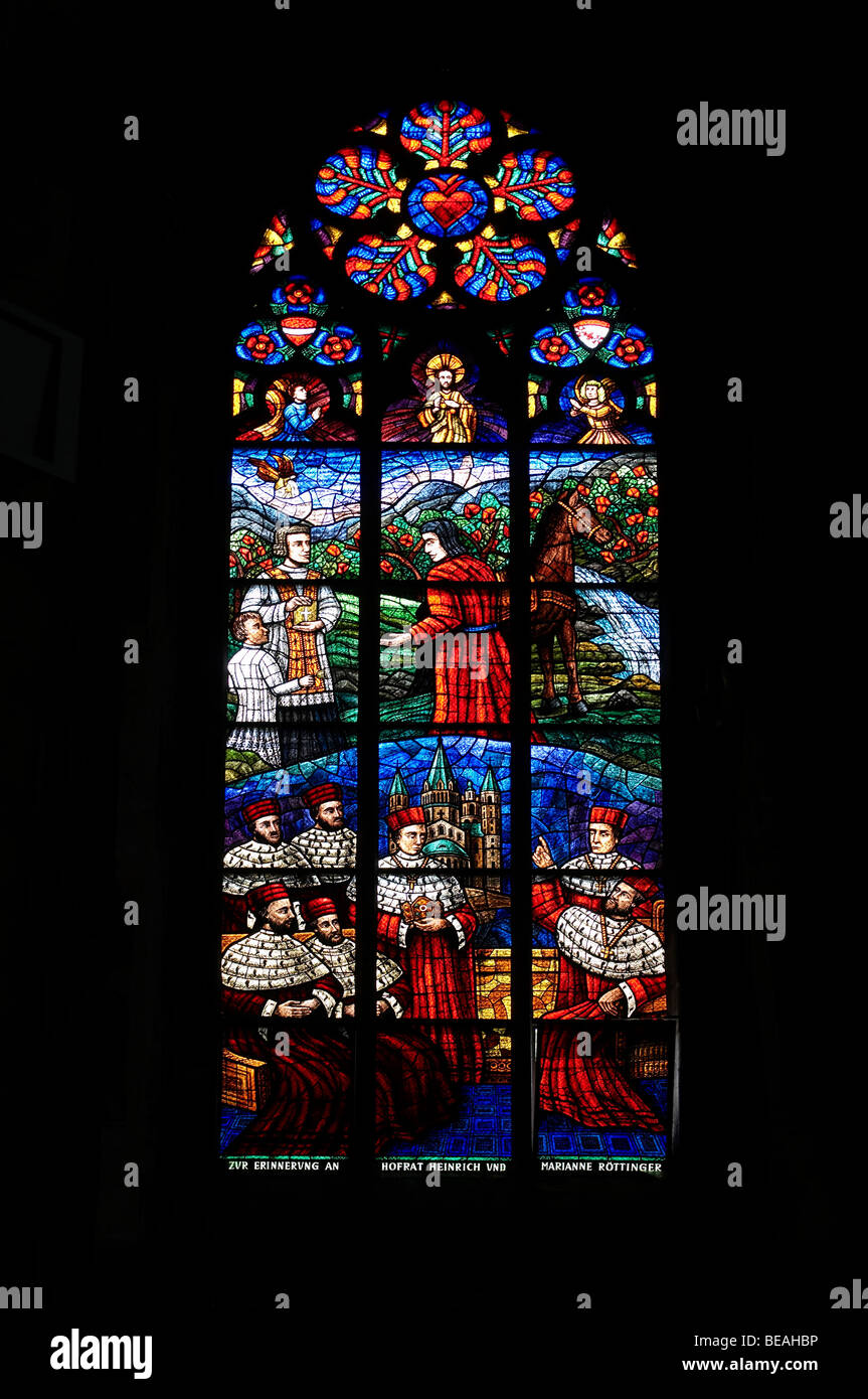 Stained glass in Votivkirche church, Vienna Stock Photo - Alamy