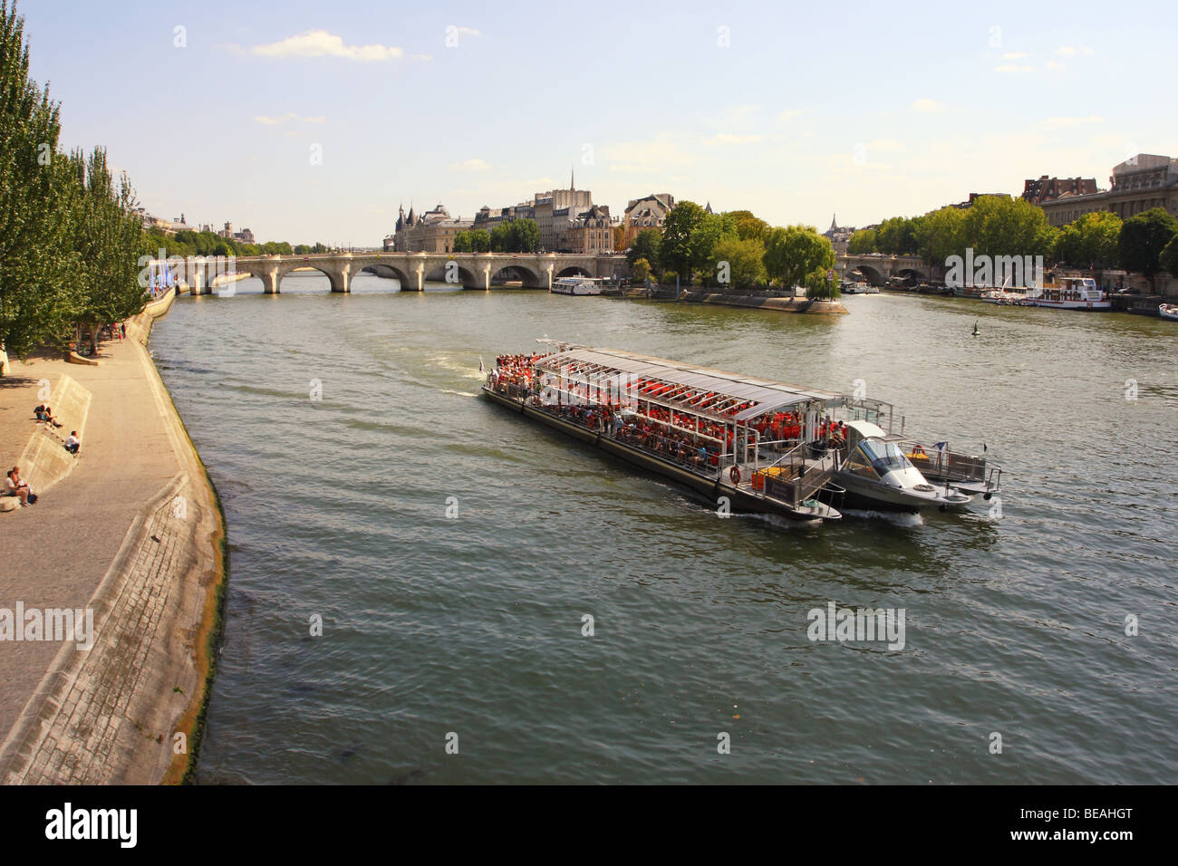 ferry on senna river in Paris Stock Photo - Alamy