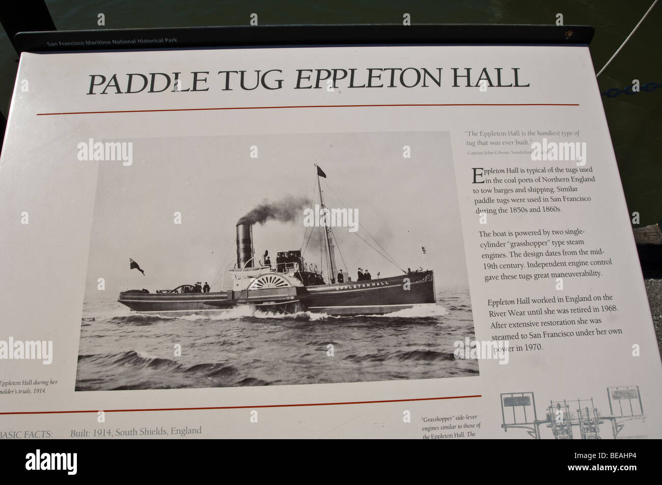 Paddle tug Eppleton Hall Fisherman's Wharf, San Francisco, California ...
