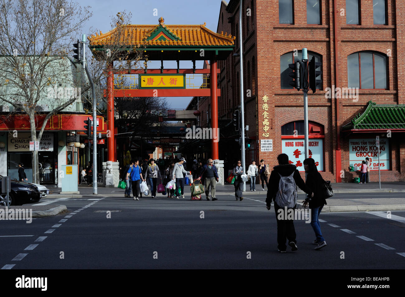Pedestrian crossing on Grote Street, Adelaide, heading towards ...