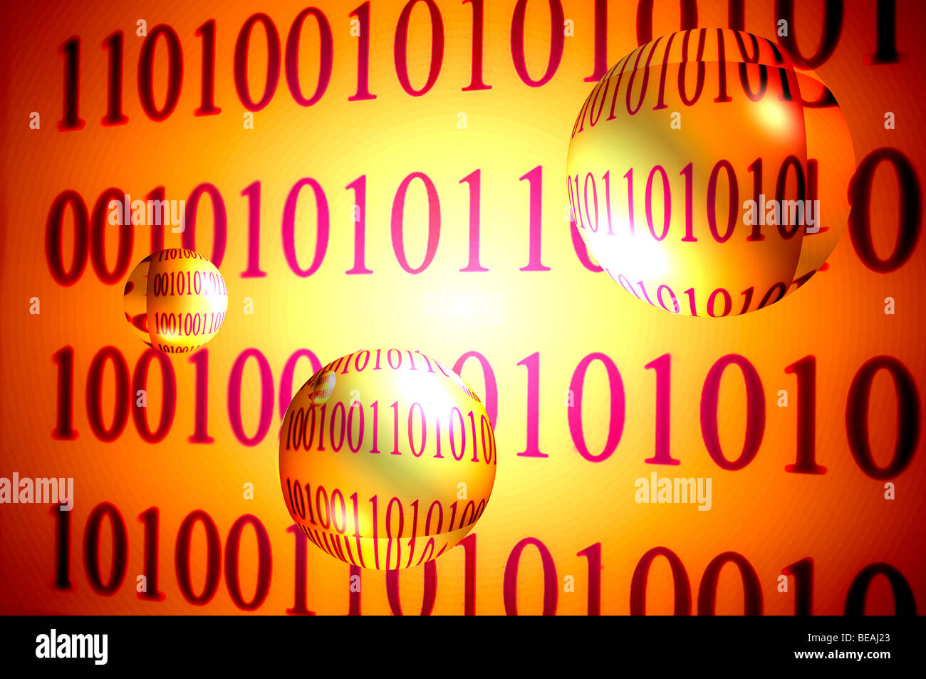 glass sphere reflecting binary code Stock Photo - Alamy