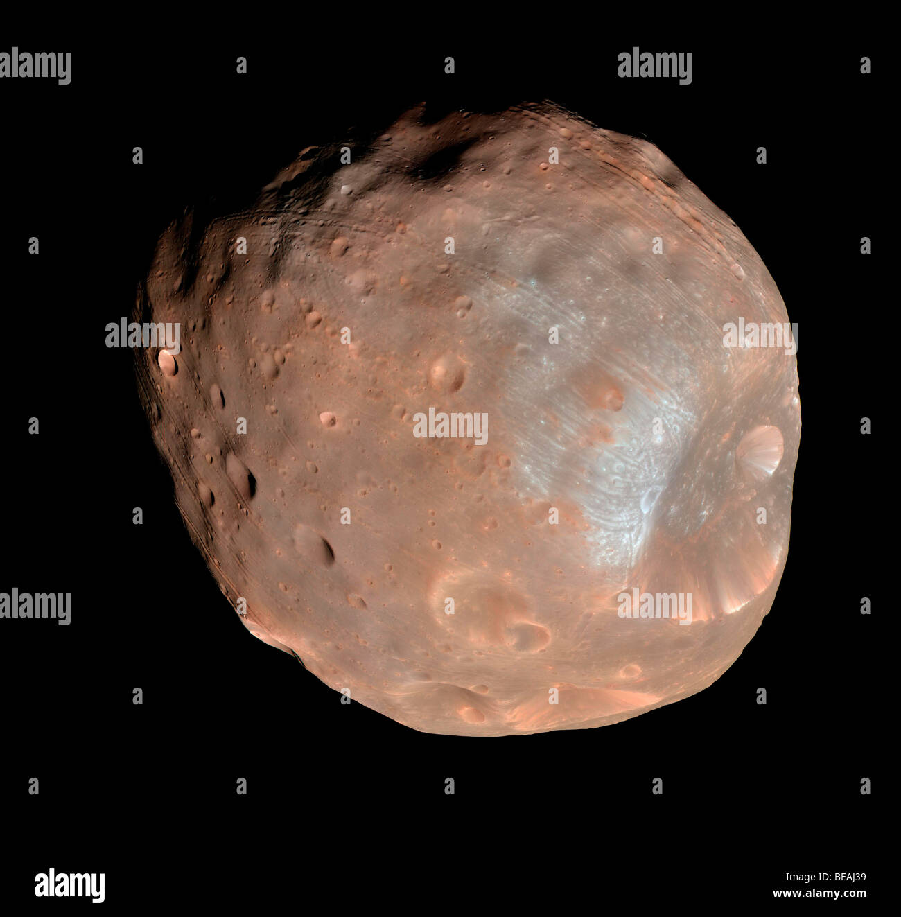 Phobos, Martian moon. Possibly an asteroid believed to be doomed to ...