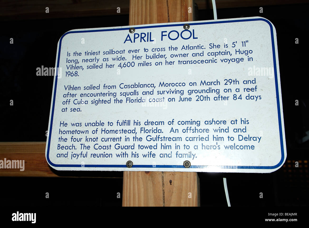 April fool boat which crossed the Atlantic ocean in 1968 Stock Photo ...