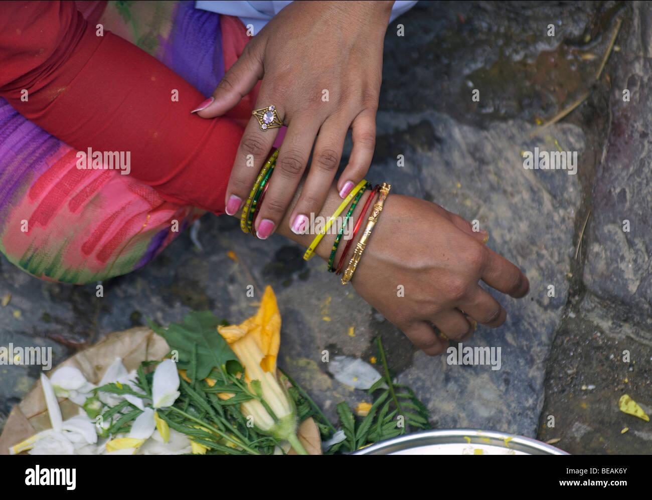 Detail of Nepalese womans hands with adornments, Kathmandu, Nepal Stock ...