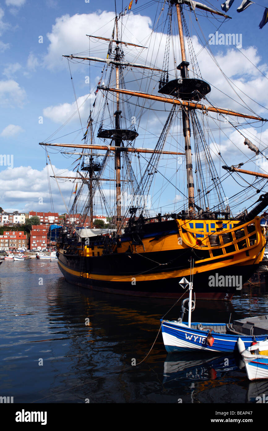 The Grand Turk frigate in Whitby harbour North Yorkshire, England Stock ...