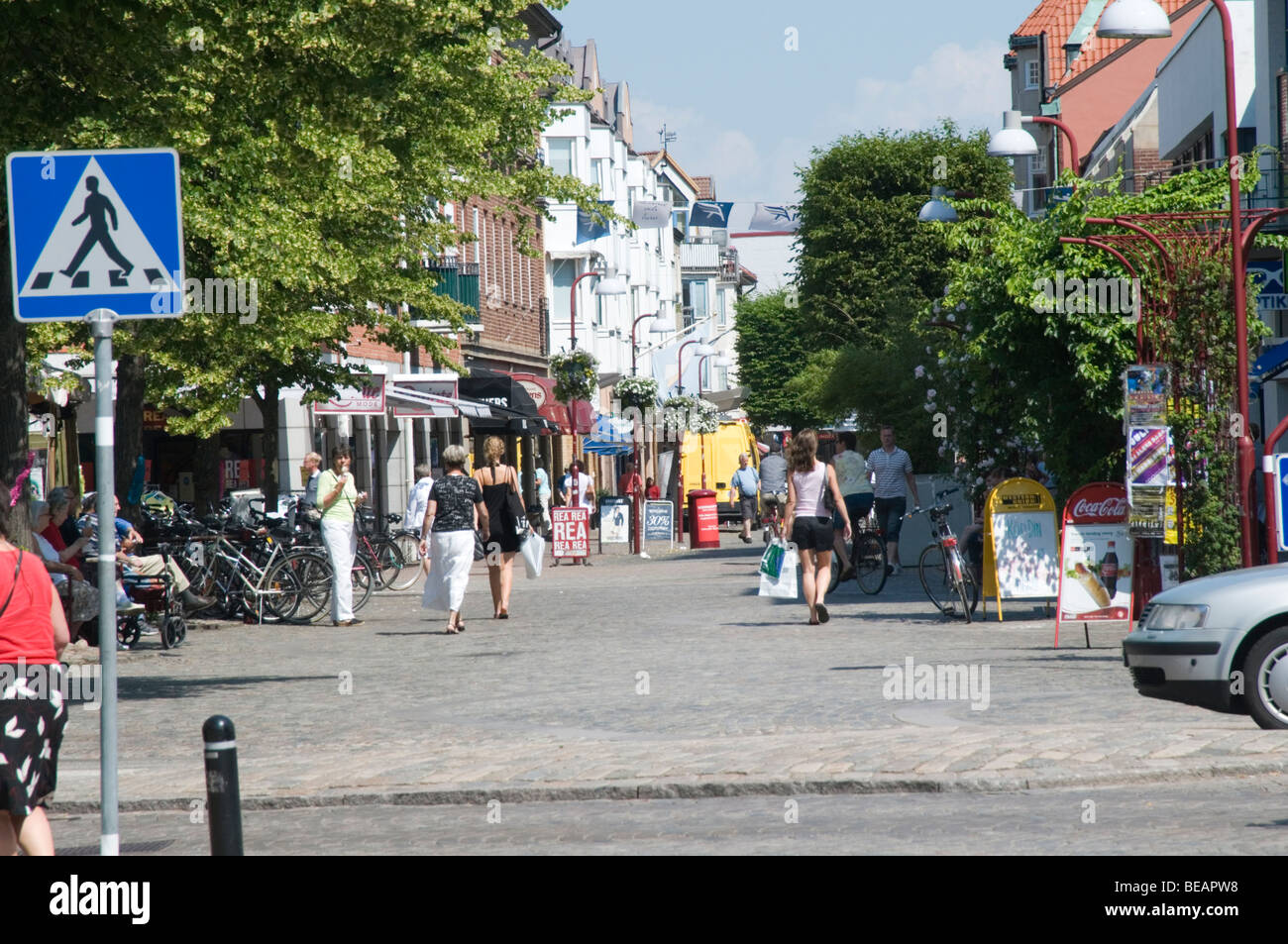 angelholm sweden swedish town center street scene shops shopping main ...