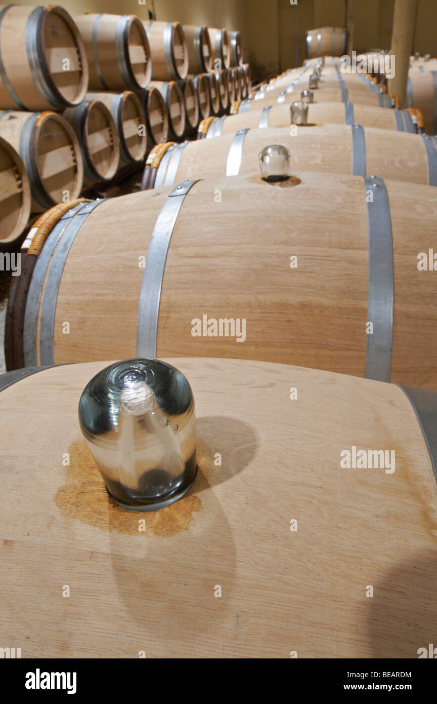 glass bung on barrel chateau d'yquem sauternes bordeaux france Stock ...