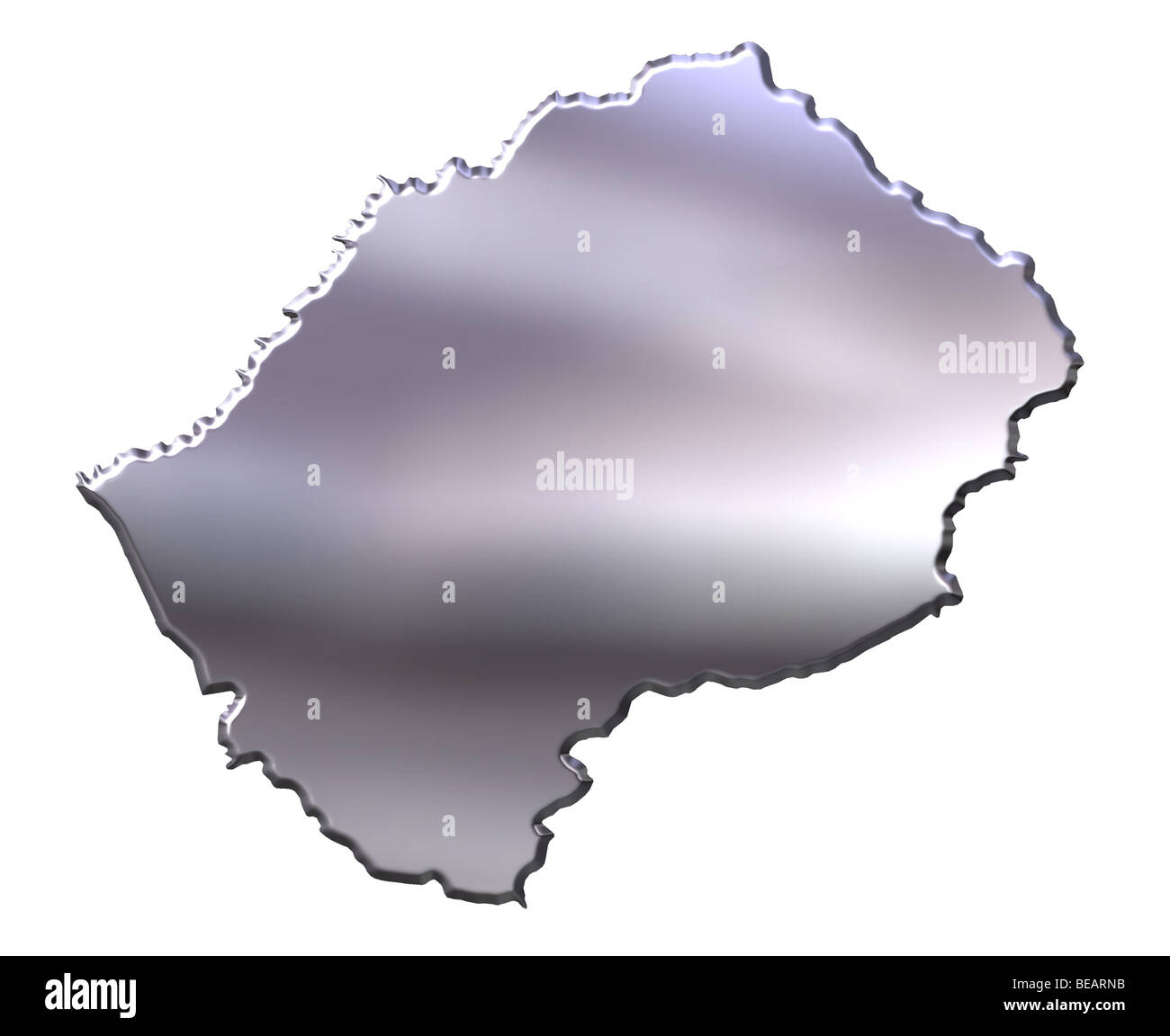 Lesotho 3d silver map Stock Photo - Alamy