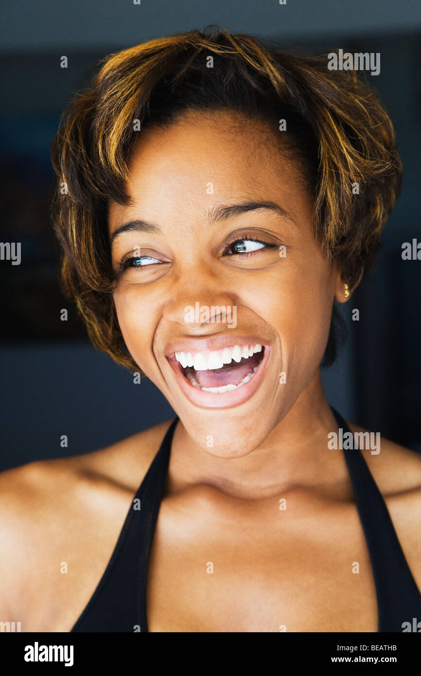 African woman laughing Stock Photo - Alamy