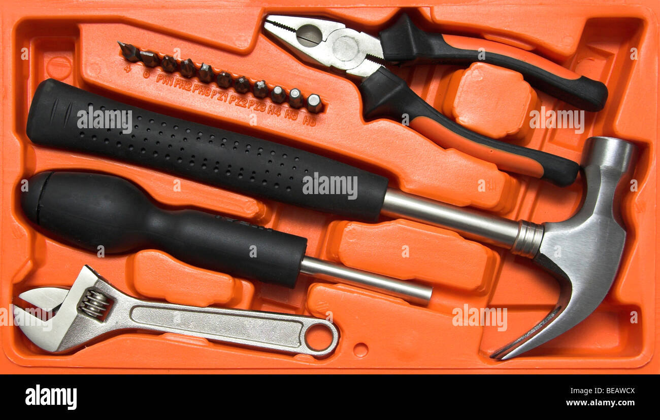 Open Tools case isolated in a white background Stock Photo - Alamy