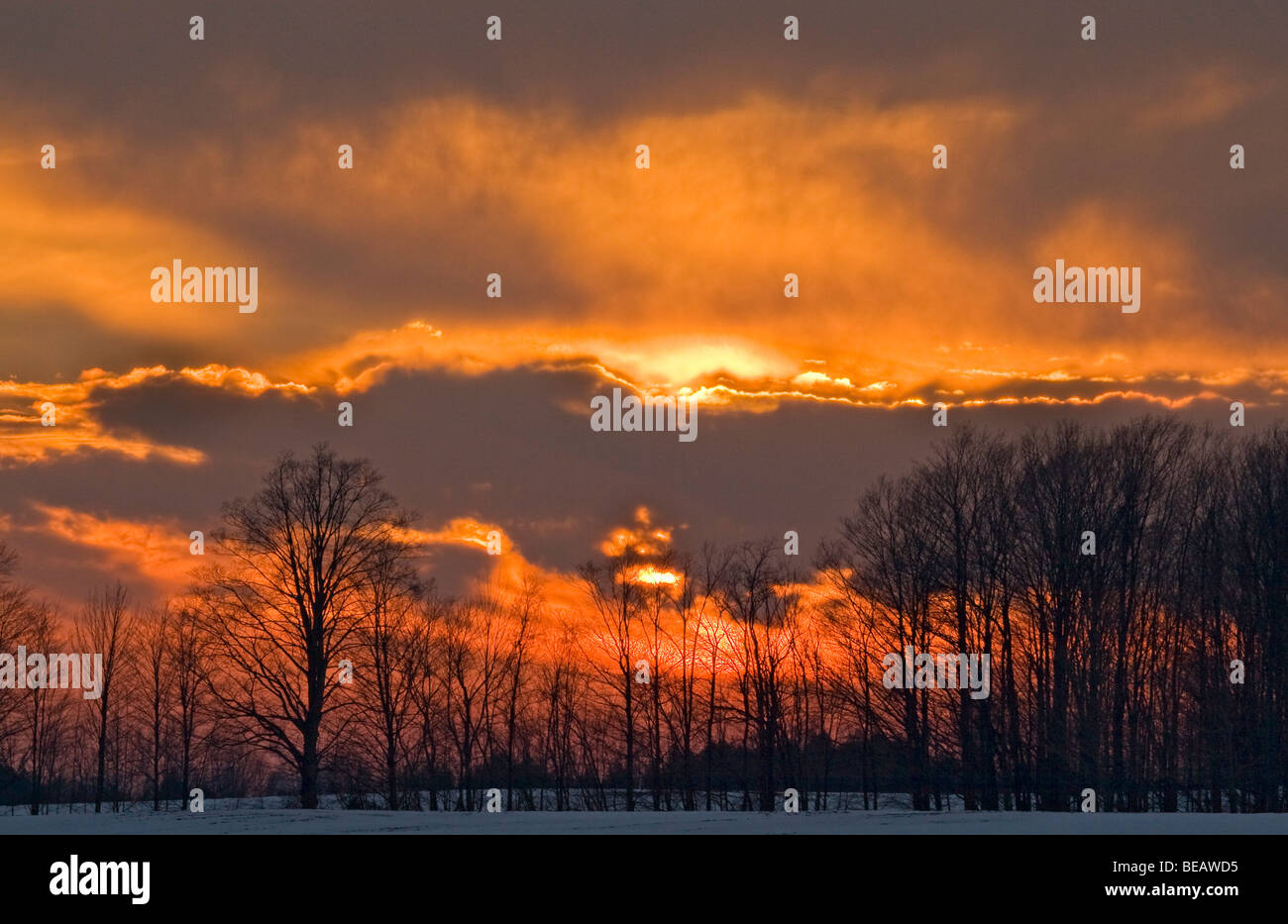 Winter sunset in Ontario's Huron County Stock Photo - Alamy