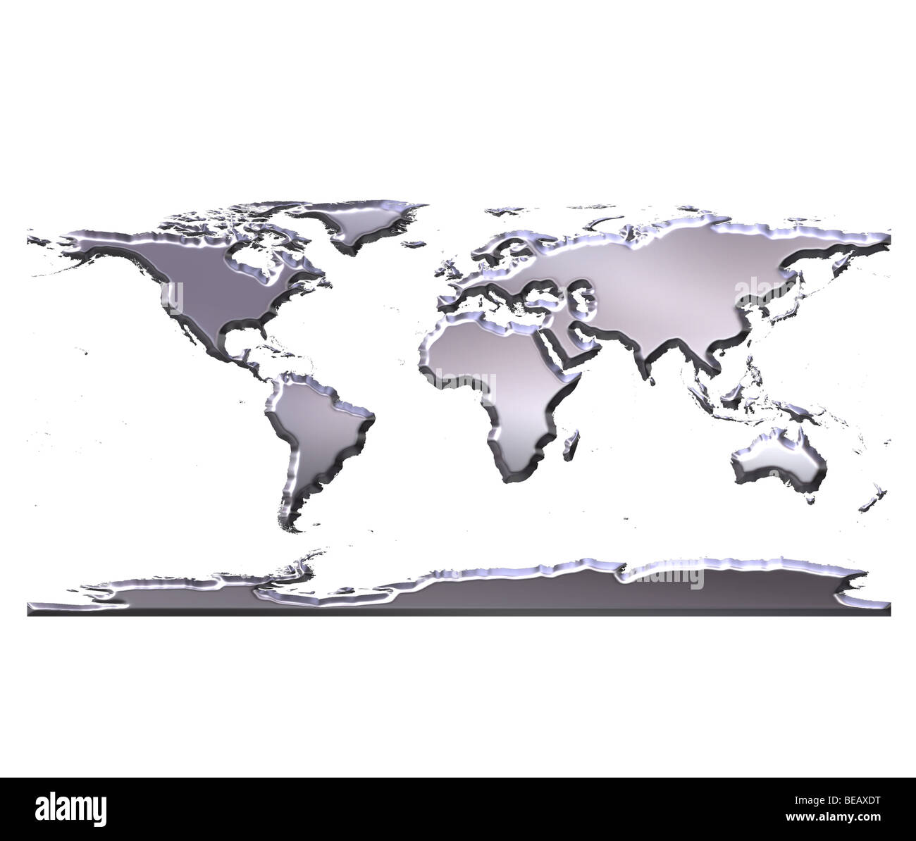 3d silver world map Stock Photo - Alamy