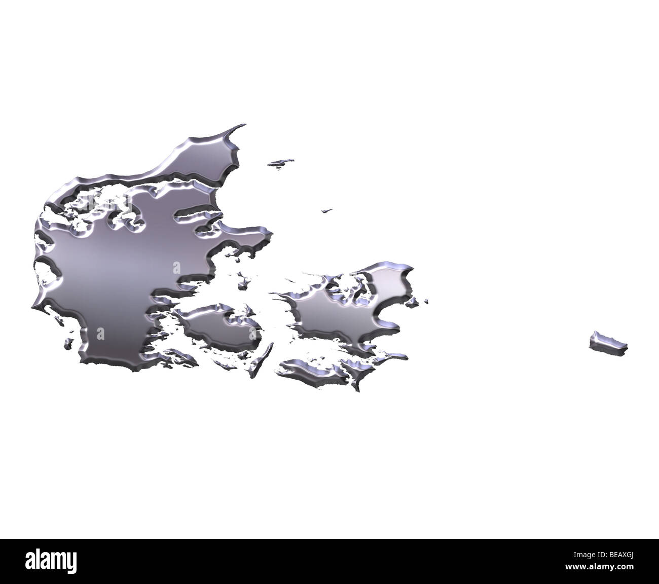 Denmark 3d silver map Stock Photo - Alamy