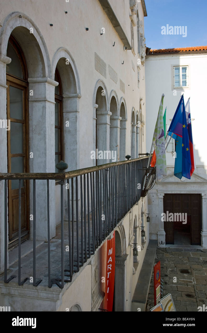 Koper Slovenia Balcony Praetorian Palace Flags Stock Photo - Alamy