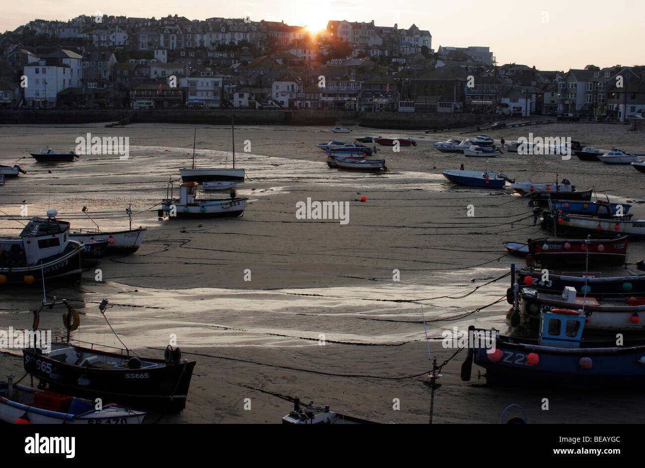 The port of St Ives in Cornwall at the end of the day Stock Photo - Alamy