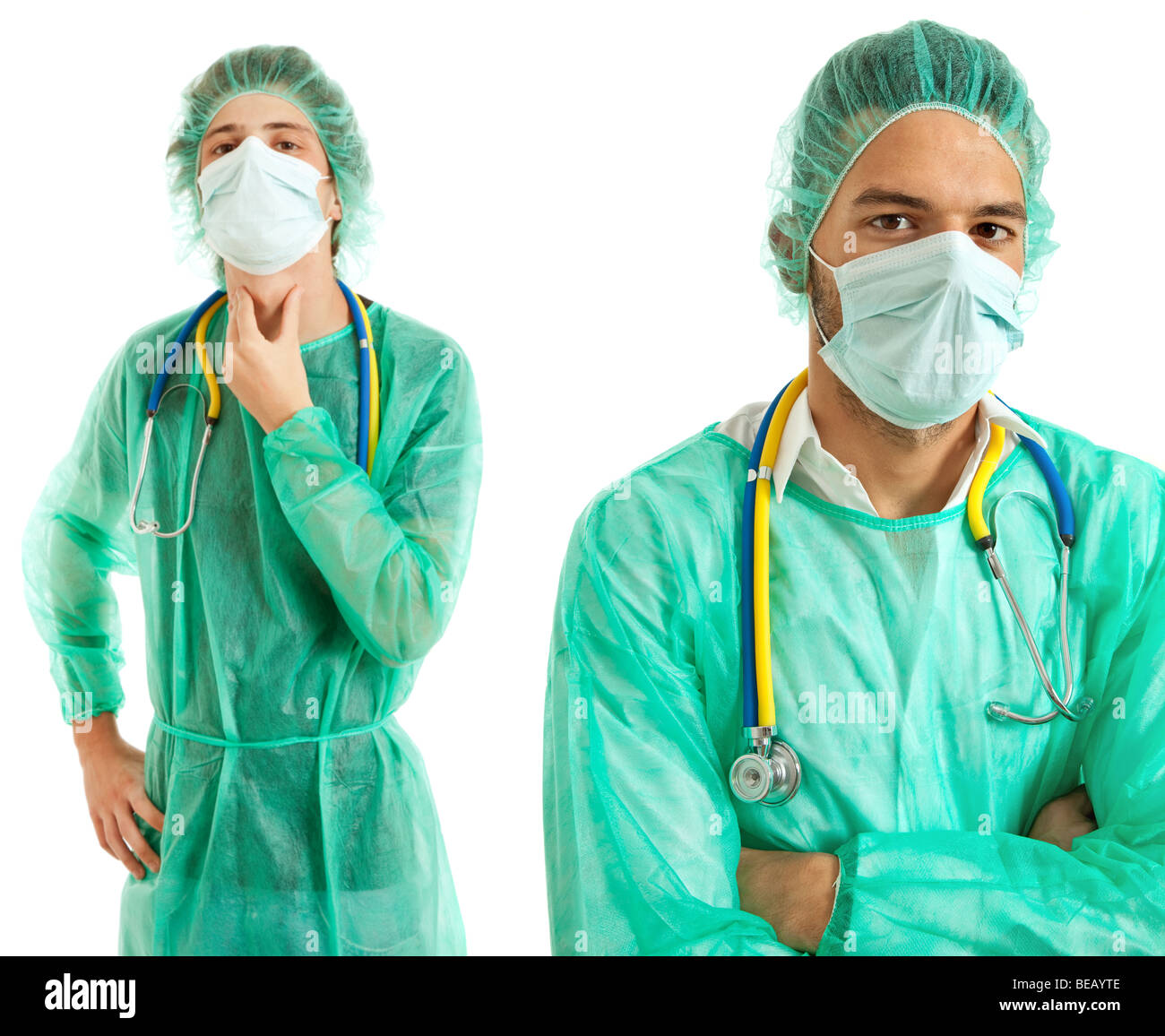 two young male doctor, isolated on white background Stock Photo - Alamy