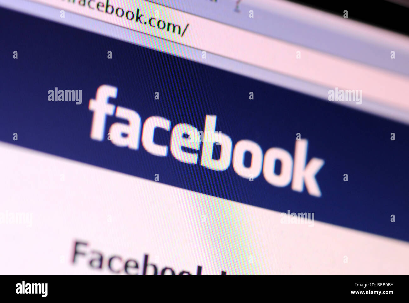 Facebook social networking website splash screen and logo Stock Photo ...