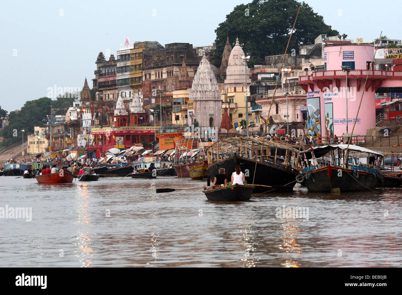 varanasi view of river ganges india Stock Photo - Alamy