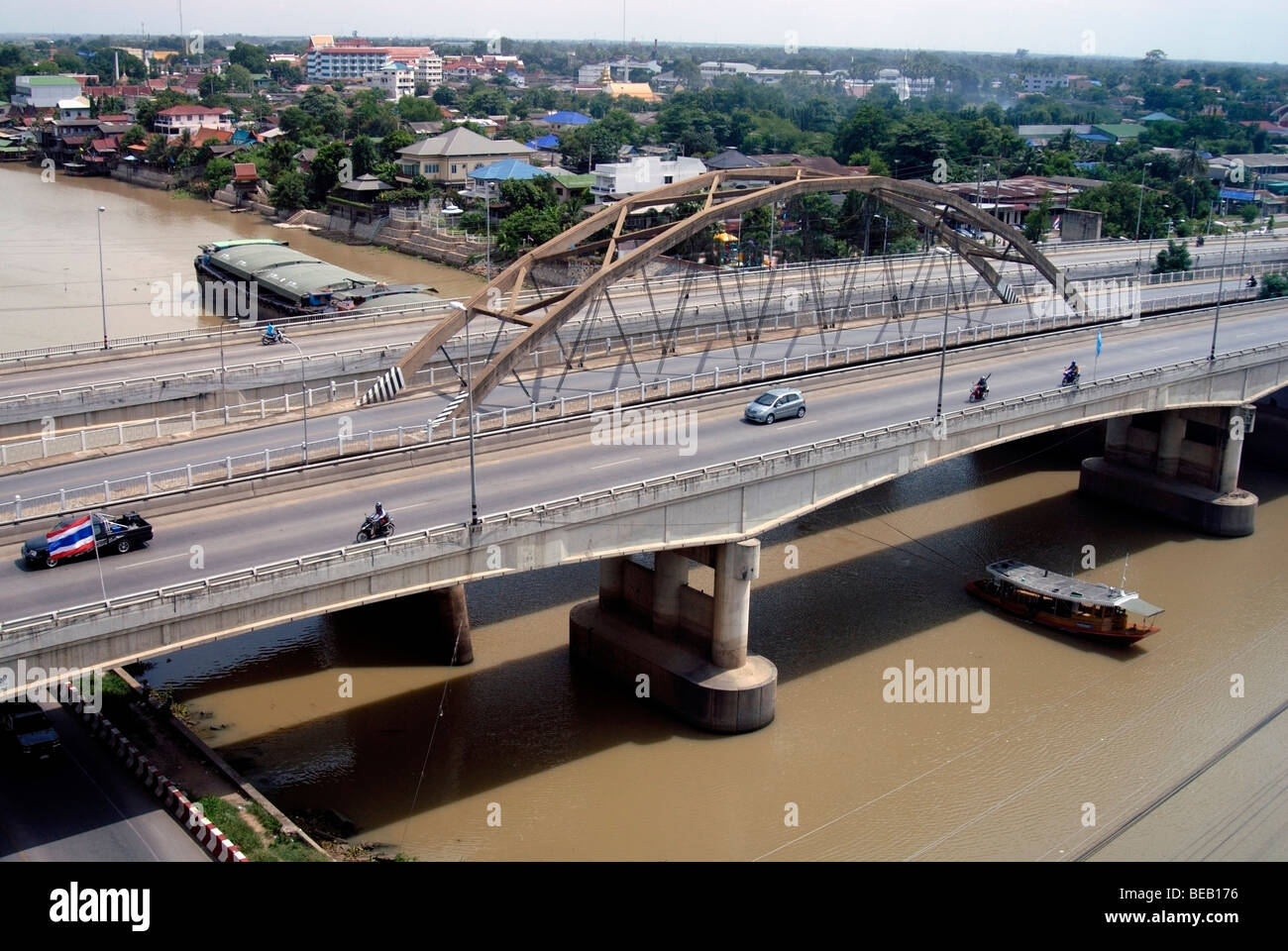Bridge over Chao Phraya River,Ayutthaya,Thailand Stock Photo - Alamy