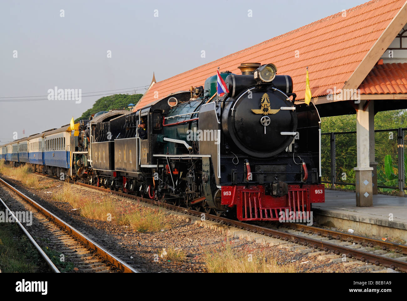 Thailand steam train at Ayutthaya station Stock Photo - Alamy