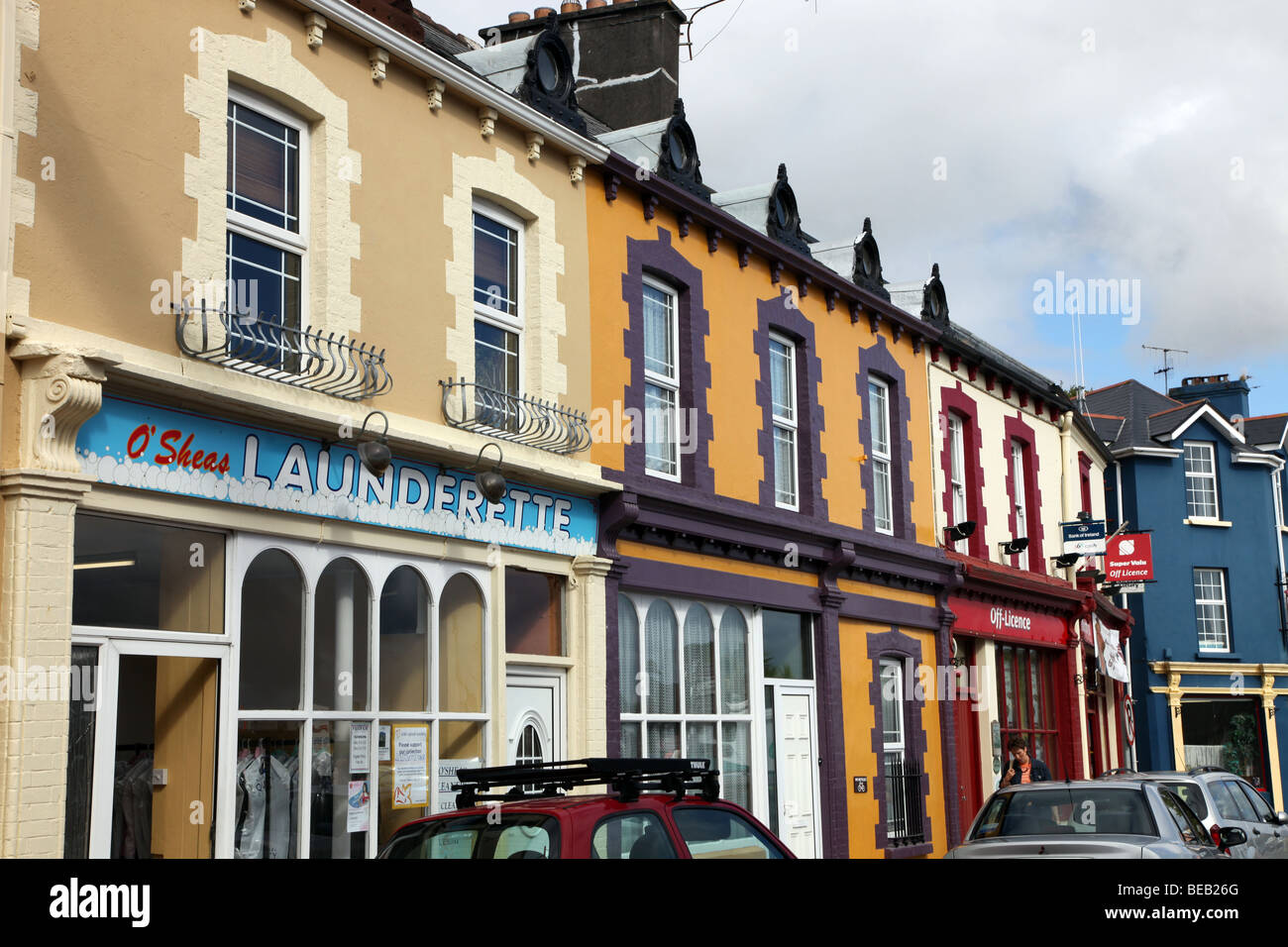 Castletownbere coloured shopfronts, Beara Peninsula, West Cork, Ireland ...