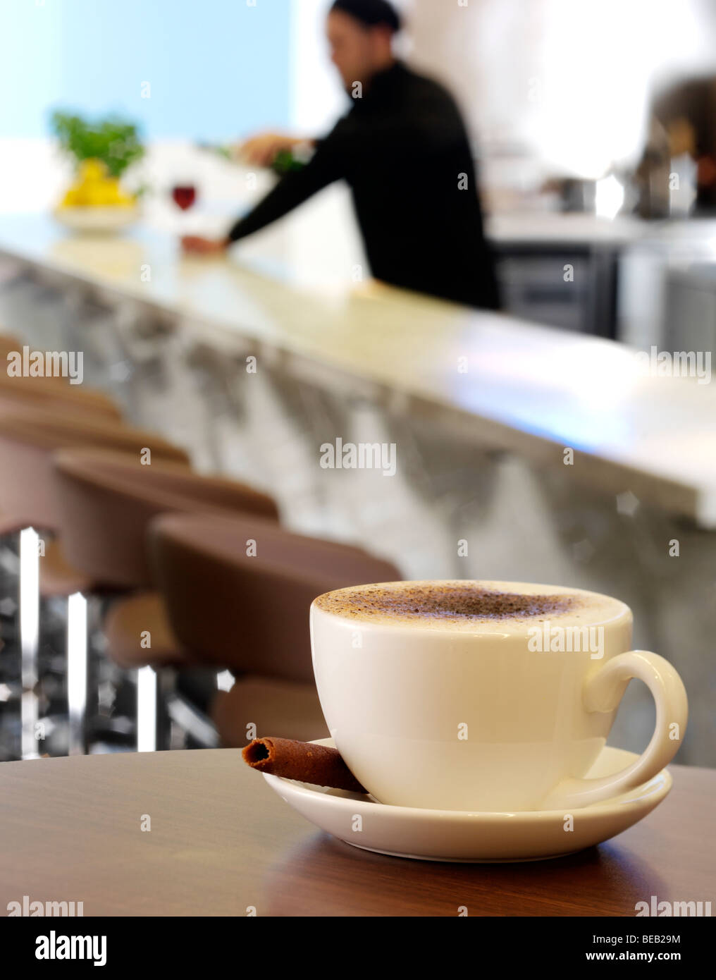 CUP OF COFFEE OR CAPPUCCINO IN BAR Stock Photo - Alamy