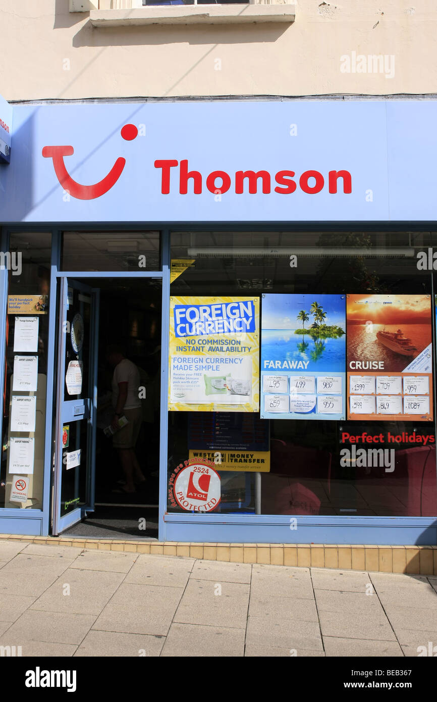 Thomson Travel Agents store and overhead sign Stock Photo - Alamy