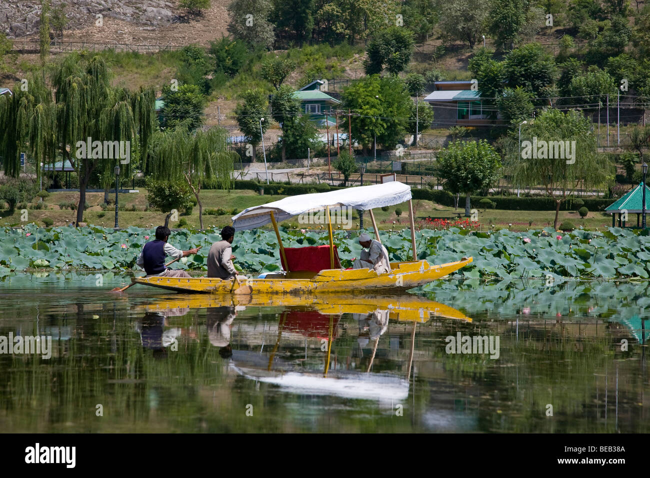 Traditional boat (shikara). Manasbal Lake. Kashmir. India Stock Photo ...