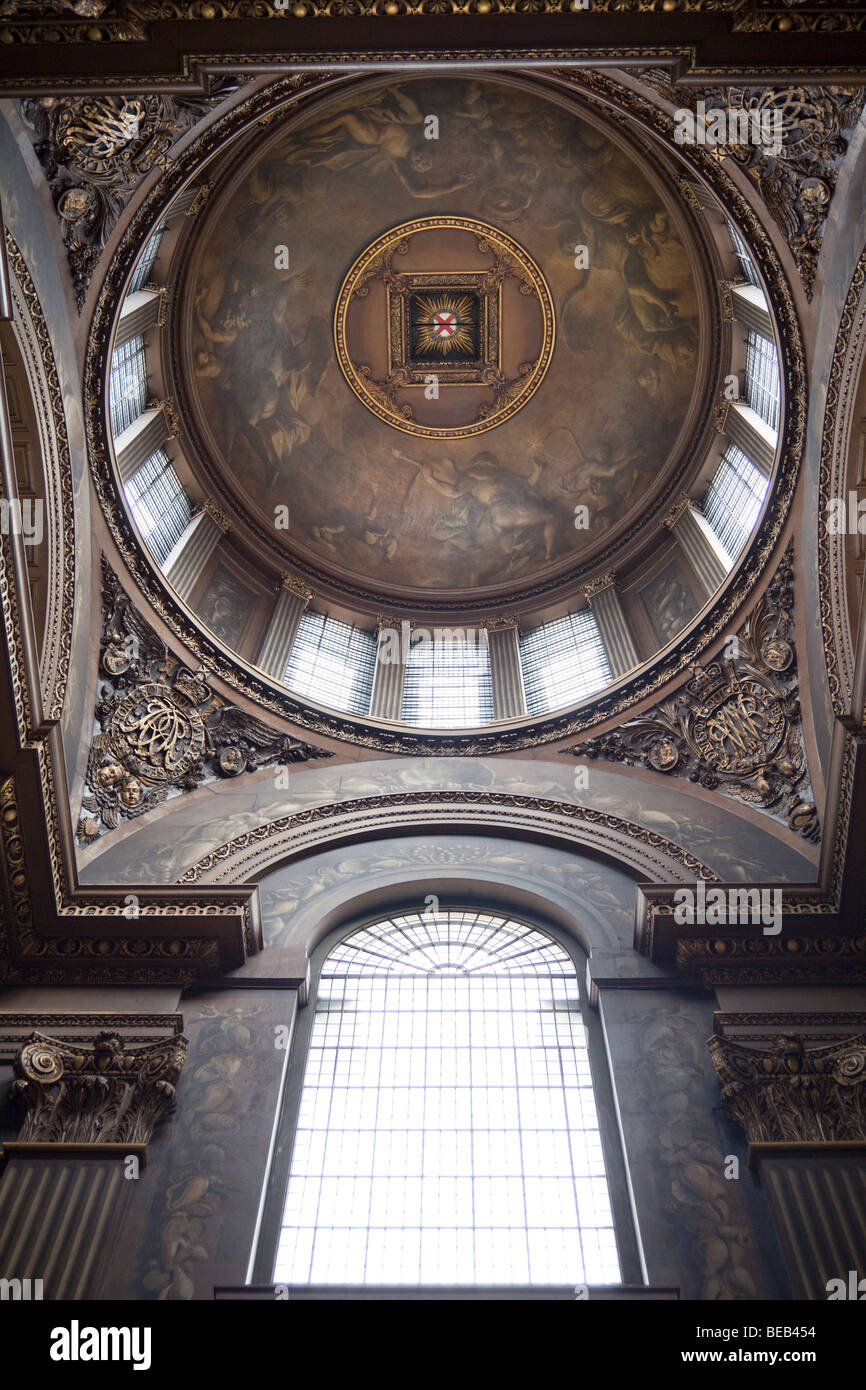 dome at entrance to Painted Hall, Greenwich Hospital, King Charles ...