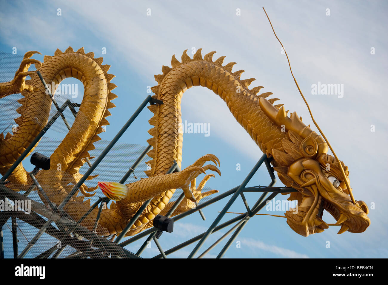 Low angle view of a dragon sculpture, Chinatown, Los Angeles ...