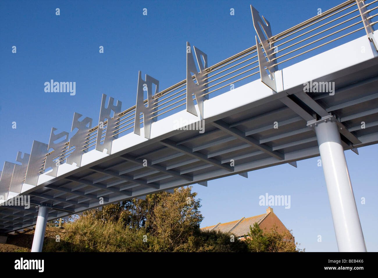 newtons cove modern steel footbridge weymouth dorset england uk gb ...