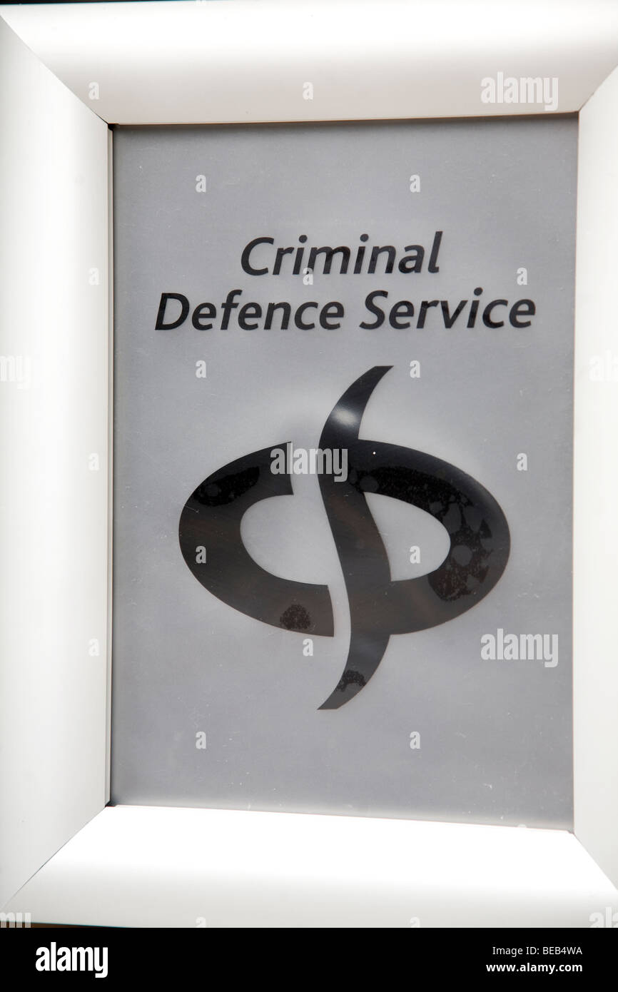 Criminal Defence Service sign Stock Photo - Alamy