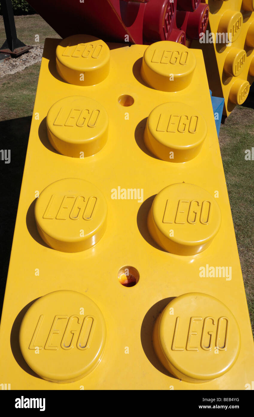 A giant yellow Lego block outside Legoland, Windsor, UK Stock Photo - Alamy