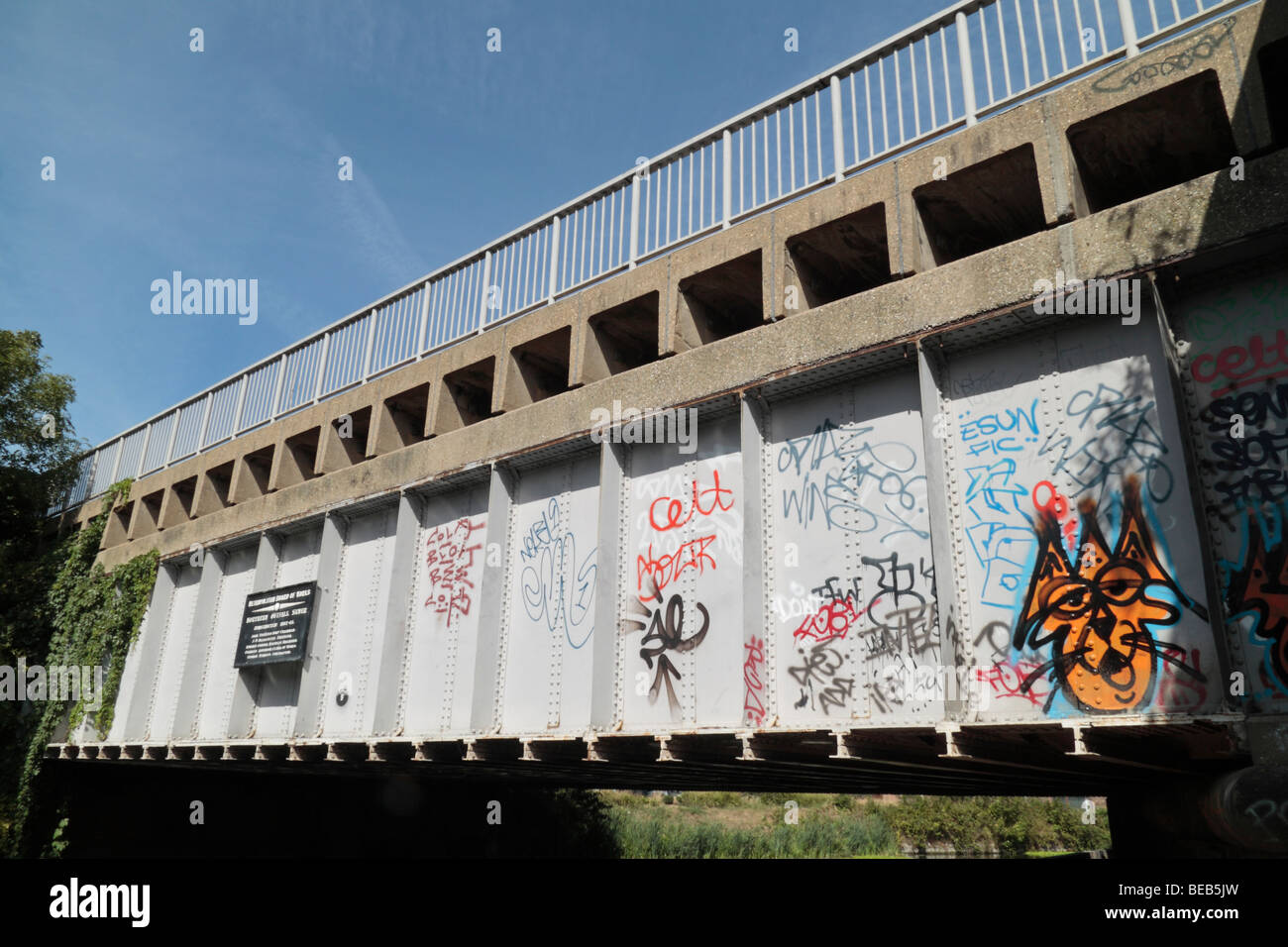 A dual fuction bridge over the River Lea, East London. It carries the ...