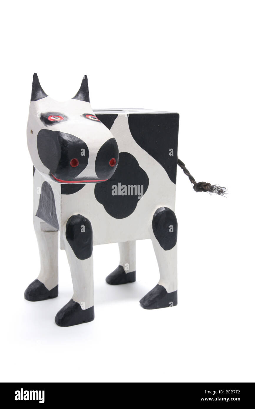 Wooden Cow Money Box Stock Photo - Alamy