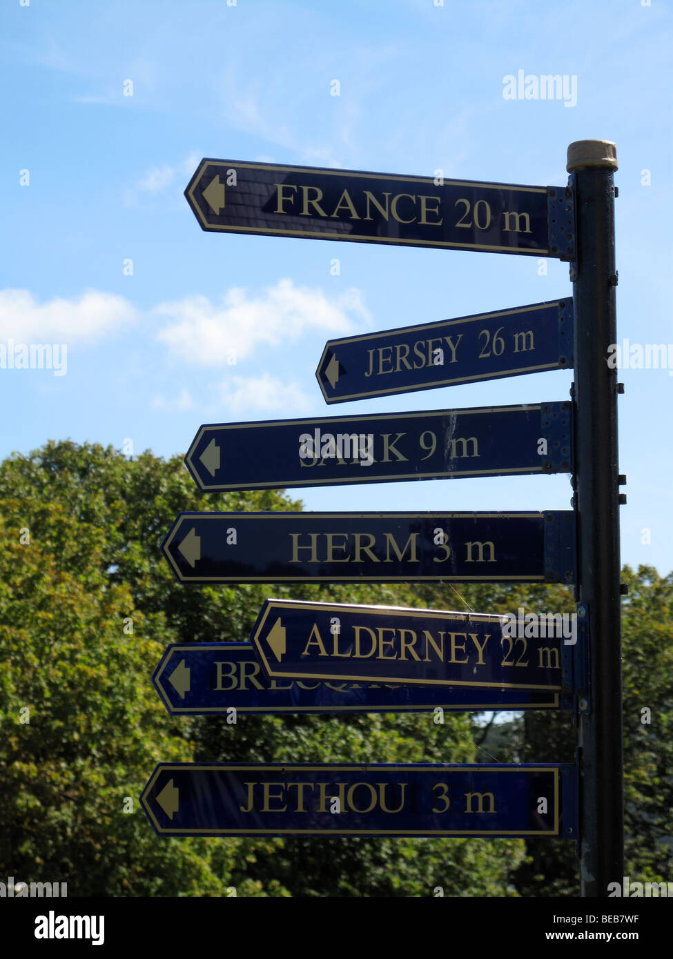 A sign post in the garden of the Old Government House (OGH) hotel in St ...