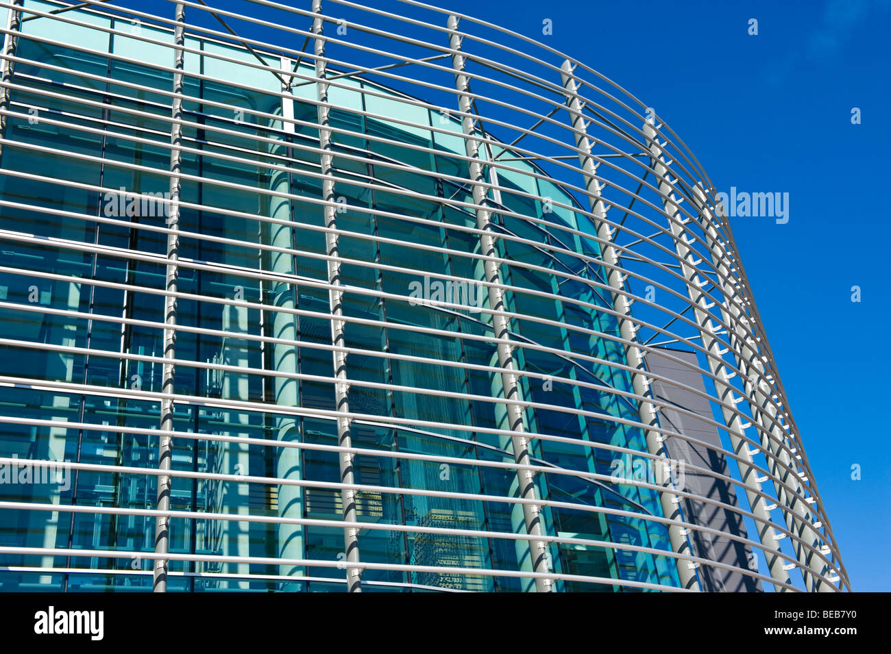 Exterior of new contemporary office building at Cardiff Bay South Wales ...