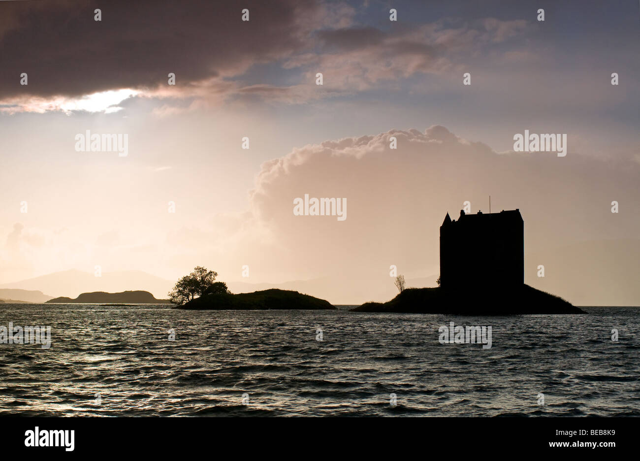 Castle Stalker in Appin country sits on it's rocky island platform at ...