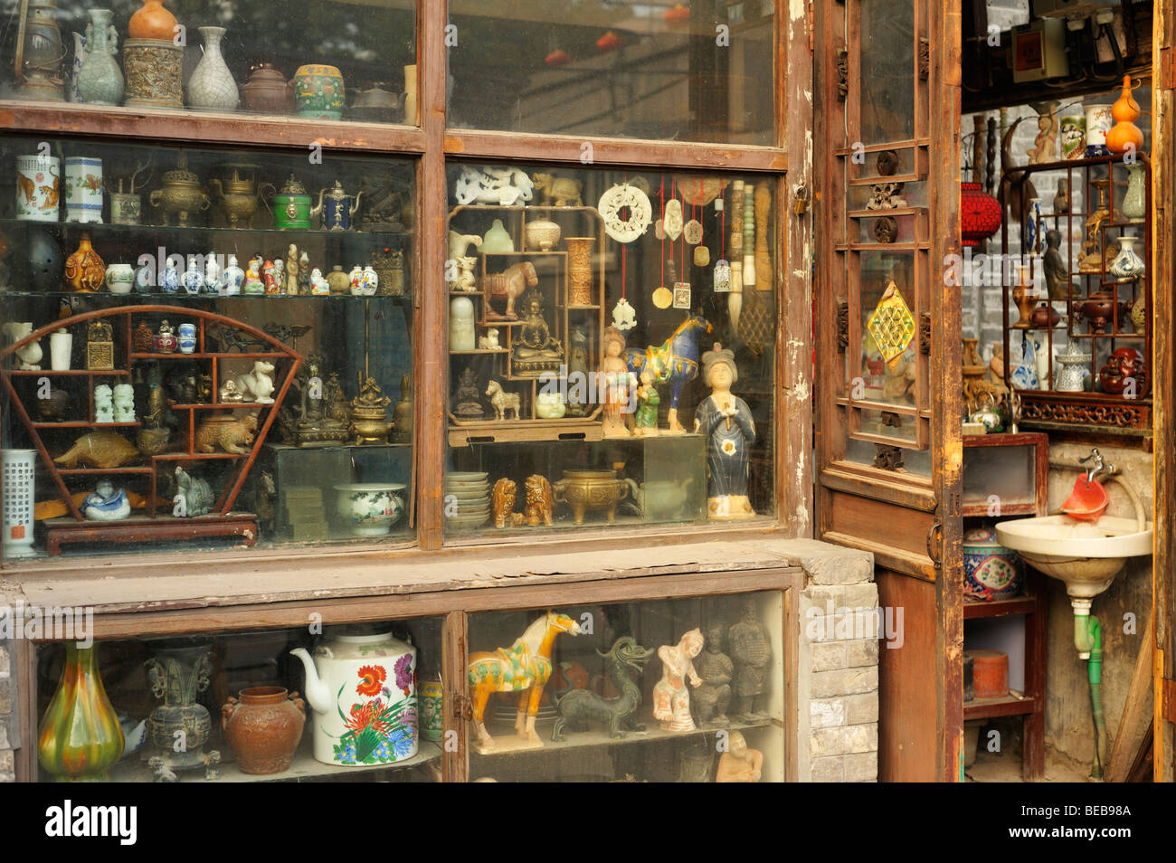 Antique shop window front at YanDaiXie street, Beijing CN Stock Photo ...