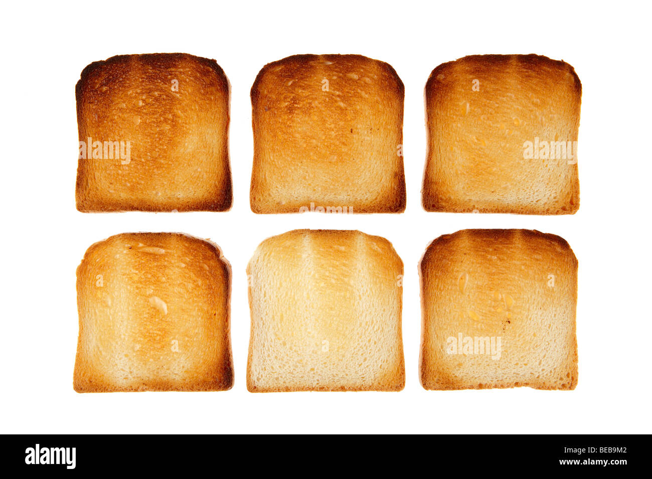 White bread toasts laid in order on white background Stock Photo - Alamy