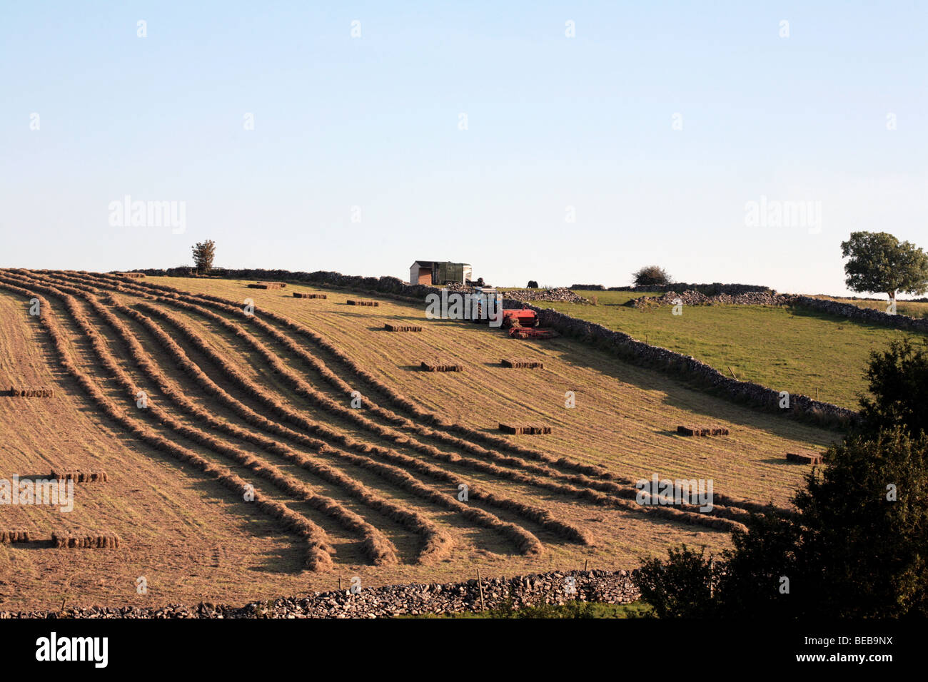 Hay Baling Sheldon Derbyshire early Autumn England Stock Photo - Alamy