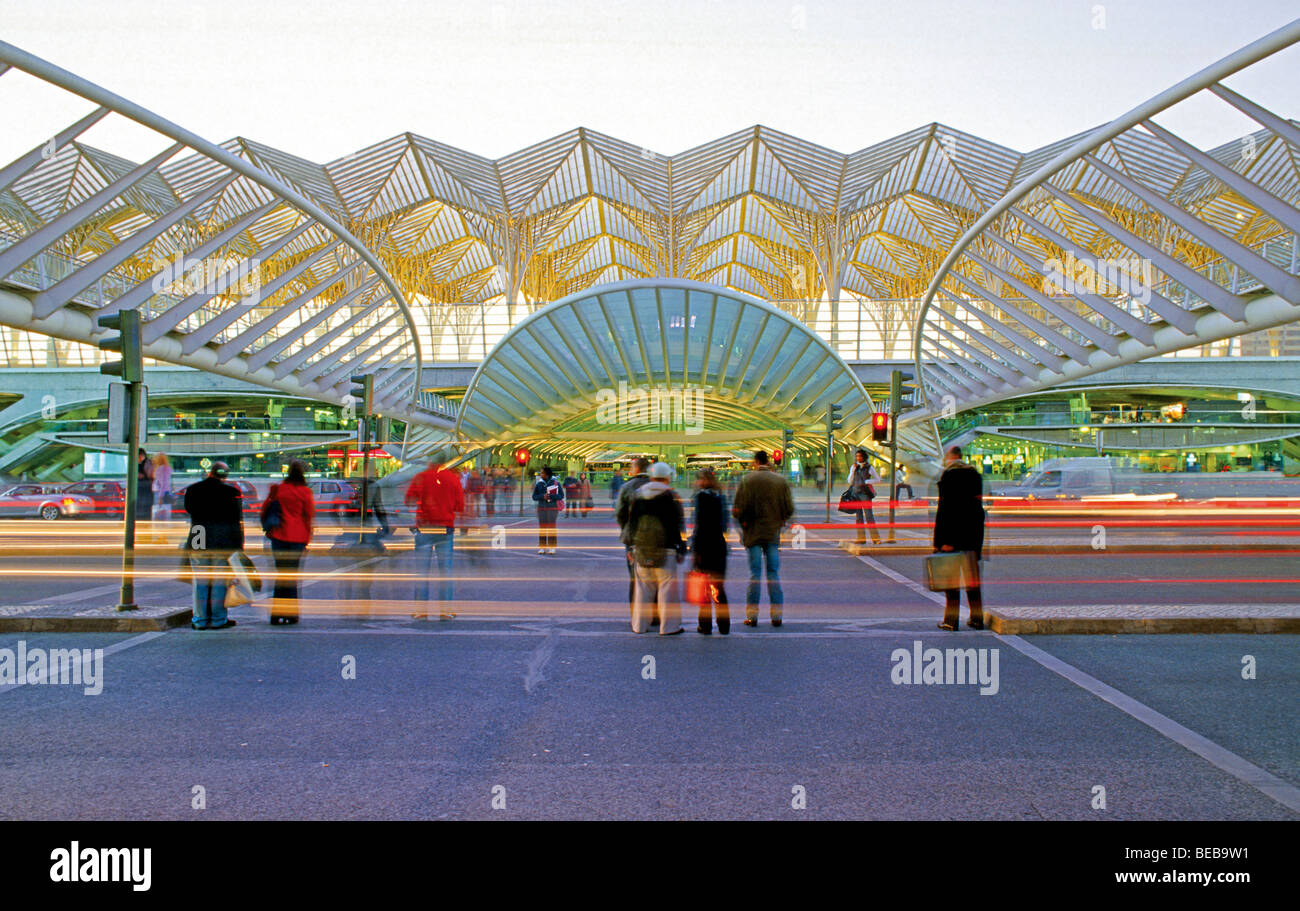 Portugal, Lisbon: Modern train and metro station Garé do Oriente in the ...