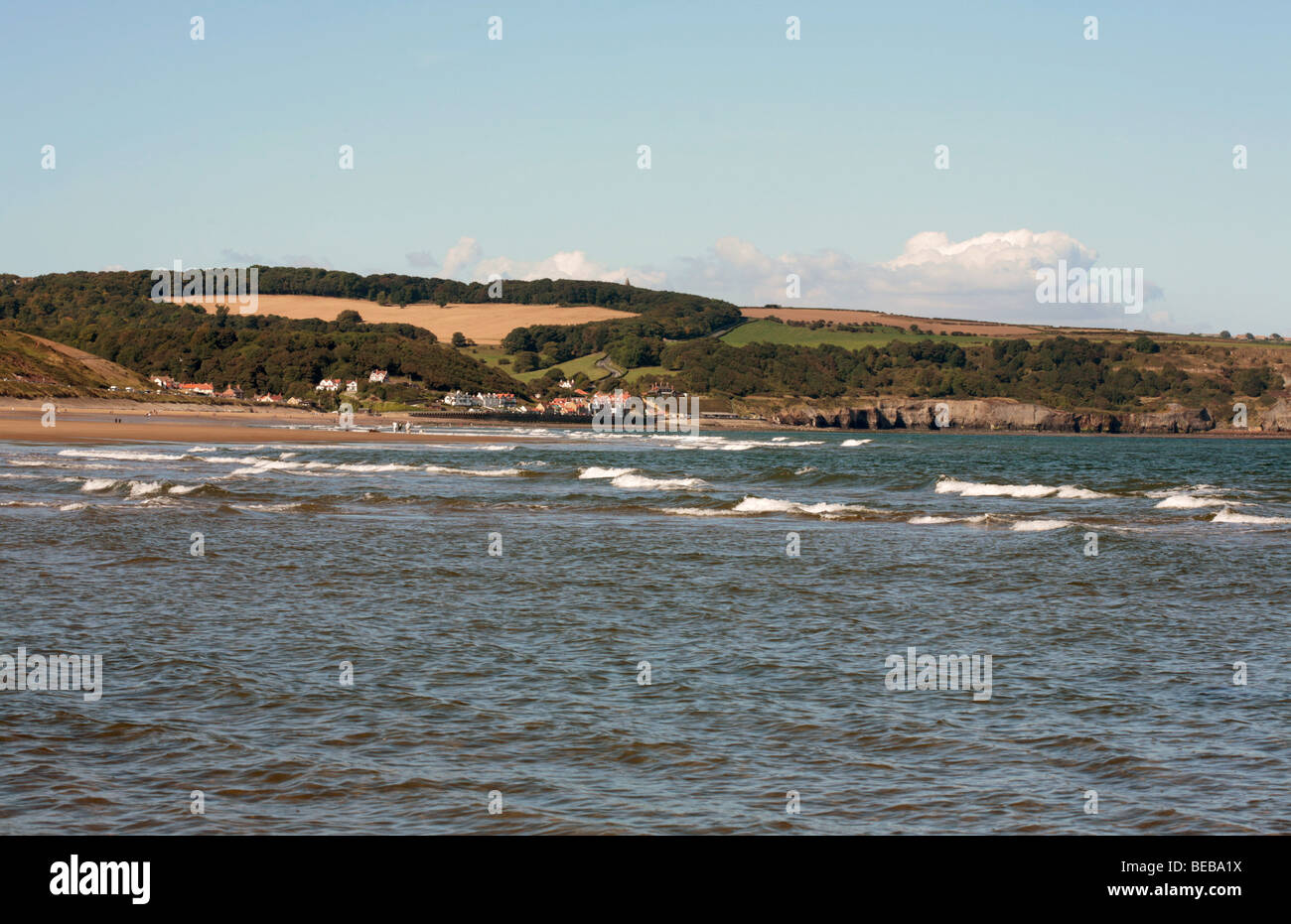 Incoming tide on the Beach at Whitby North Yorkshire looking towards ...